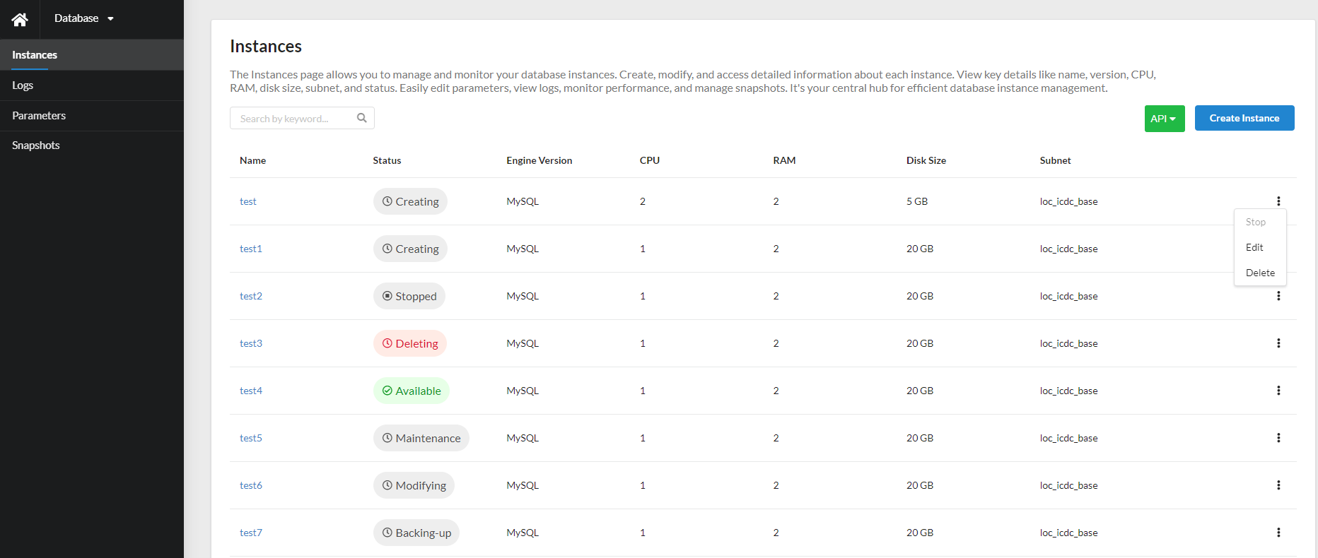 Instances - Documentation | ICDC